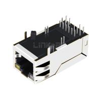 China LPJK2065AONL 100/1000 Base-T Tab Up 1x1 Port Shielded Magnetic POE RJ45 Jack Orange&Green/Yellow Led for sale