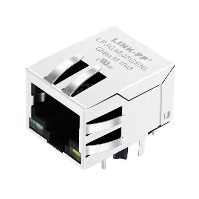 China LPJG4803GENL 1000 Base-T Single Port Magnetic RJ45 Connector Tab Down Green/Yellow Led for sale