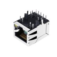 China LPJG4926GENL 1000 Base-T Single Port POE+ RJ45 Female Connector Tab Down Green/Yellow Led for sale