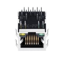 China LPJG4926GENL 1000 Base-T Single Port POE+ RJ45 Female Connector Tab Down Green/Yellow Led for sale