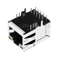 China LPJK7036-1A98NL 1000 Base-T Tab Up Orange&Green/Yellow Led Single Port Industrial RJ45 Connector for sale