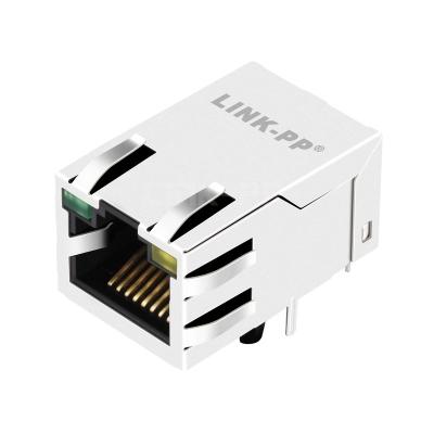 China LPJG17420AHNL 1000 Base-T Tab Up Green/Yellow Led Single Port RJ45 Female Connector for sale