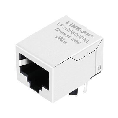 China LPJG0806DNL 100/1000 Base-T Tab Down Without Led Single Port Shielded RJ45 Socket Female Connector for sale