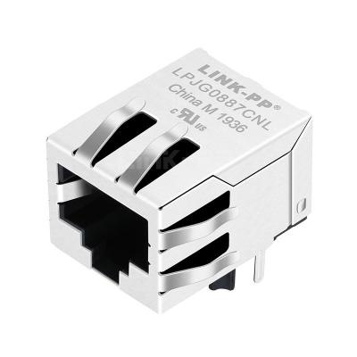 China LPJG0887CNL 100/1000 Base-T Tab Down Without Led Single Port Shielded RJ45 Modular Jack for sale