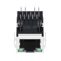 China LPJG17432AWNL 100/1000 Base-T Tab Up Single Port RJ45 Jack Green/Green Led for sale