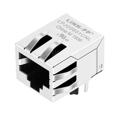 China LPJG0801CNL 100/1000 Base-T RJ45 Gigabit Magnetic Jack Tab Down Without Led for sale