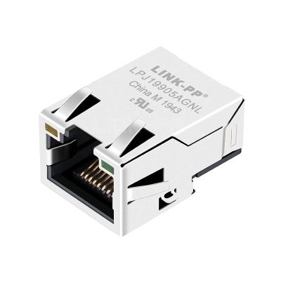 China LPJ19905AGNL 10/100 Base-T Tab Up Yellow/Green Led SMT Rj45 connector With Magnetics for sale