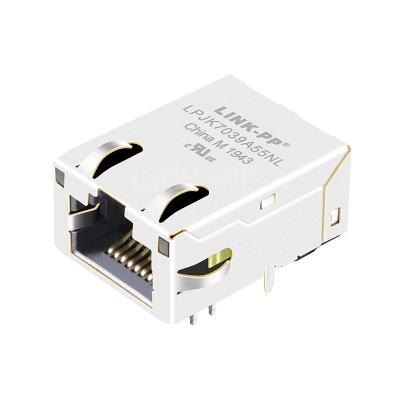 China LPJK7039A55NL 100/1000 Base-T Tab Up Single Port Low Profile RJ45 Jack O&G/O&G Led for sale