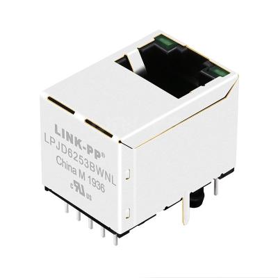 China Amphenol HR871198A Compatible LINK-PP LPJD6253BWNL 10/100 Base-T Vertical T RJ45 Connector for sale