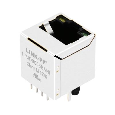 China Hanrun HR951155A Compatible LINK-PP LPJD0055BANL 10 Base-T Yellow/Green LED Vertical Ethernet RJ45 Connector for sale