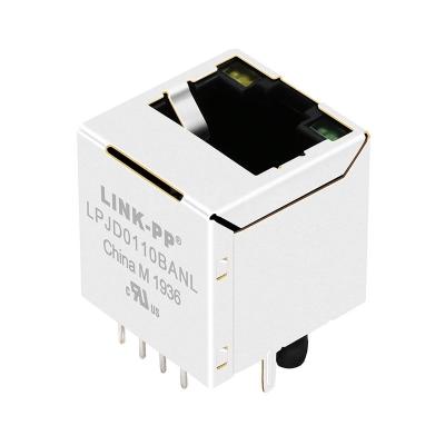 China Hanrun HY951180A Compatible LINK-PP LPJD0110BANL 10/100 Base-T Yellow/Green LED Vertical RJ45 Female Panel Mount Jack for sale