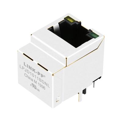 China Halo HFJV1-2450-L21RL Compatible LINK-PP LPJD1011BDNL 10/100 Base-T Yellow/Green LED Vertical rj45 through connector for sale