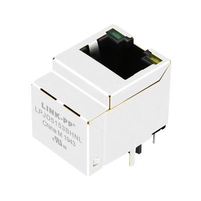 China LPJD5153BHNL 10/100 Base-T Vertical RJ45 Mag Jack With PoE Green/Yellow LED for sale