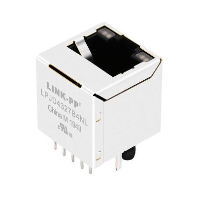 China LPJD4327B4NL 10/100 Base-T POE Vertical RJ45 Integrated Connector With Green&Yellow/Green&Yellow LEDs for sale