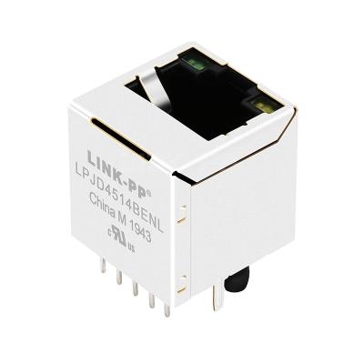 China LPJD4514BENL 10/100 Base-T Integrated VOIP Vertical POE RJ45 Connector With Green/Yellow LED for sale