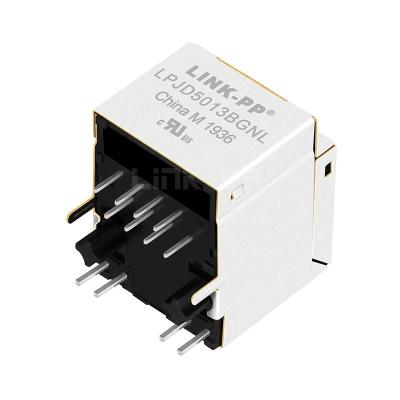 China LPJD5013BGNL 10/100 Base-T Yellow/Green Led Vertical RJ45 Magjack Connector for sale