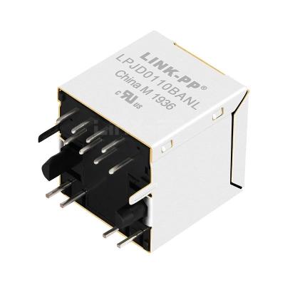 China LPJD0110BANL Vertical RJ45 Female Jack With 10/100 Base-T Integrated Magnetics Yellow/Green LED for sale
