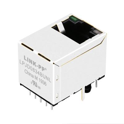 China Belfuse V890-1RX1-A1 Compatible LINK-PP LPJD0834BUNL 100/1000 Base-T Green/Yellow&Green Led 180 Degree Vertical RJ45 Jack for sale