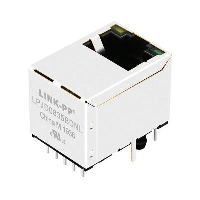 China Hanrun HR871190A Compatible LINK-PP LPJD0835BDNL 10/100/1000 Base-T Yellow/Green LED Vertical RJ45 Jack With Magnetics for sale
