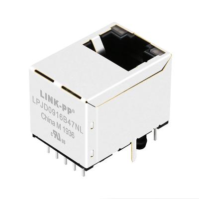 China Belfuse V890-1CX1-46 Compatible LINK-PP LPJD0916B47NL 10/100/1000 Base-T Yellow/Green LED Vertical rj45 jack manufacturers for sale