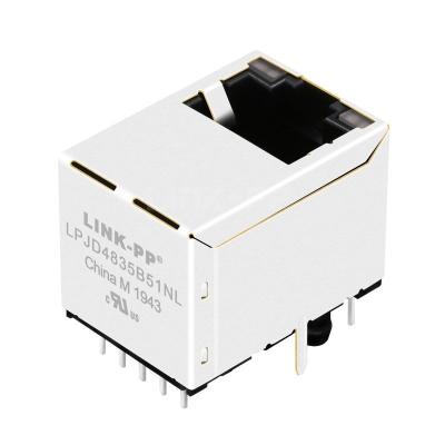 China WE 7499110123 Compatible LINK-PP LPJD4835B51NL 10/100/1000 Base-T Green&Yellow/Yellow&Green LED Vertical RJ45 Gigabit Ethernet for sale