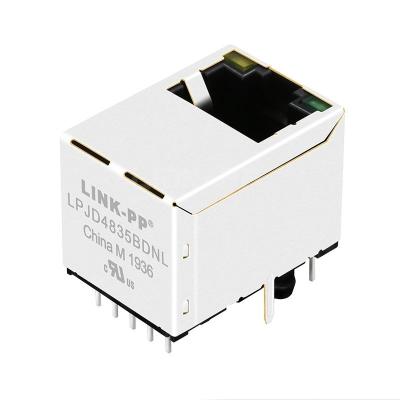 China Belfuse V890-1AX1-Y5 Compatible LINK-PP LPJD4835BDNL 10/100/1000 Base-T Yellow/Green  LED Vertical Integrated RJ-45 Connector for sale