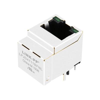 China WE 1840472-1 Compatible LINK-PP LPJD4711BFNL 10/100/1000 Base-T Green/Green LED Vertical RJ45 Female PCB Connector for sale