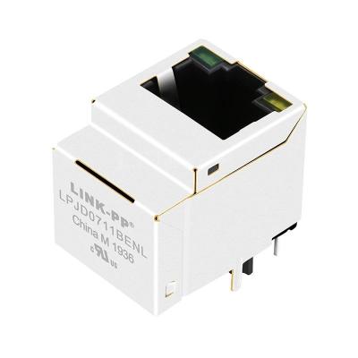 China Tyco 1840417-2 Compatible LINK-PP LPJD0711BENL 10/100/1000 Base-T Green/Yellow LED Vertical RJ45 Female PCB Connector for sale