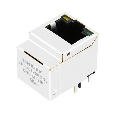 China WE MIC38611-5166 Compatible LINK-PP LPJD0720BDNL 10/100/1000 Base-T Green/Yellow LED Vertical Industrial RJ45 Ethernet Connector for sale