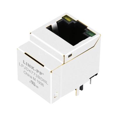 China Halo HFJV1-E1G16-L12RL Compatible LINK-PP LPJD4773BDNL 10/100/1000 Base-T Yellow/Green LED  Vertical Industrial RJ45 Ethernet Connector for sale