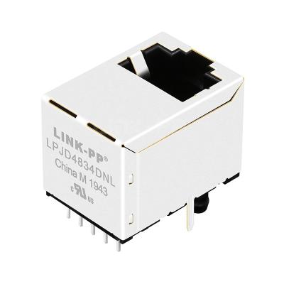 China LPJD4834DNL 10/100/1000 Base-T Without LED Vertical Ethernet RJ45 Connector for sale