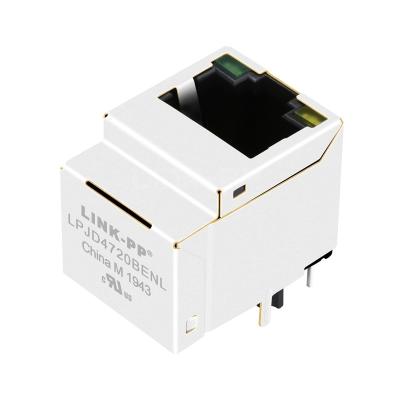 China LPJD4720BENL 100/1000 Base-T Vertical RJ45 Female PCB Connector Green/Yellow LED for sale