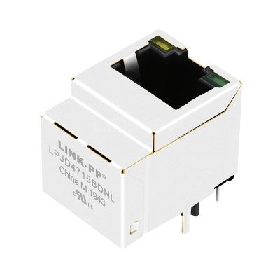 China Halo HFJV1-E1G46-L12RL Compatible LINK-PP LPJD4718BDNL 1000 Base-T Vertical RJ45 Female Connector Yellow/Green Leds for sale