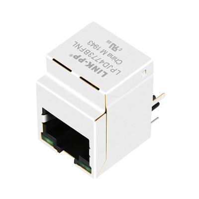 China LPJD4773BFNL Vertical RJ45 Jack with 1000 Base-T Integrated Magnetics Green/Green Leds for sale