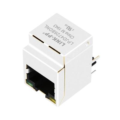 China LPJD4726BDNL Gigabit Vertical RJ45 Jack With 1000 Base-T Magnetics Yellow/Green Leds for sale