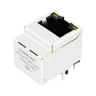 China LPJD4718B78NL Gigabit Vertical RJ45 Jack With 1000 Base-T Magnetics Orange/Green Leds for sale