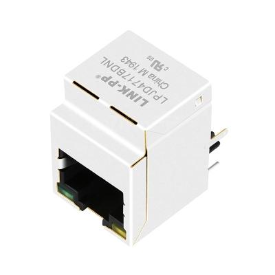 China LPJD4717BDNL Gigabit Vertical RJ45 Connector With 1000 Base-T Magnetics Yellow/Green Leds for sale