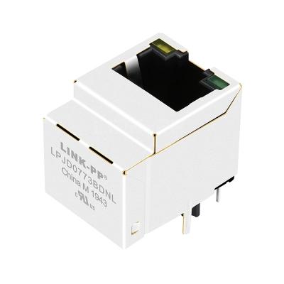 China Halo HFJV1-1G16-L12RL Compatible LINK-PP LPJD0773BDNL 1000 Base-T Gigabit RJ45 Magnetics Vertical Jack With Yellow/Green Leds for sale