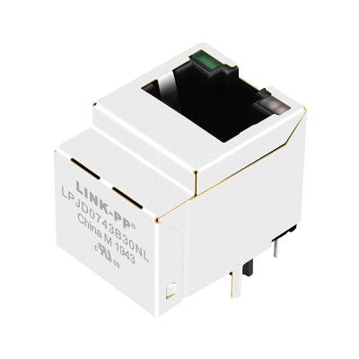 China Halo HFJV1-1G41-L51RL Compatible LINK-PP LPJD0743B30NL 1000 Base-T RJ45 Magnetics Gigabit Vertical Jack With Green/Yellow Leds for sale
