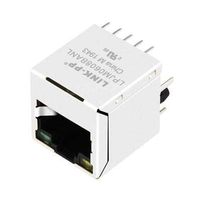 China LPJM0608BANL 2.5G Base-T Single Port Magnetic Vertical RJ45 Jack Female Connector Yellow/Green Led for sale