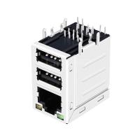 China YDS 45F-10107GYD2NL Compatible LINK-PP LPJU5117BPNL 10/100 Base-T Tab Up Green/Yellow LED with DUAL USB Modular Connector RJ45 for sale