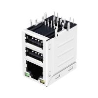 China Belfuse C893-1DX1-E5 Compatible LINK-PP LPJU5012BGNL 10/100 Base-T RJ45 Magjack With Dual USB Tab Up Yellow/Green LED for sale