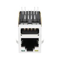 China LPJU3101AGNL 10/100 Base-T Yellow/Green Led Tab UP With Single USB RJ45 Jack Connector for sale
