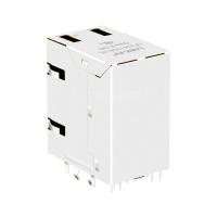 China LPJU4130ALNL 10/100 Base-T Tab Up Green&Orange/Yellow LED with DUAL USB RJ45 Modular Jack Connector for sale
