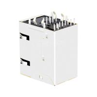 China LPJU4130ALNL 10/100 Base-T Tab Up Green&Orange/Yellow LED with DUAL USB RJ45 Modular Jack Connector for sale