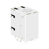 China LPJU4111AONL 10/100 Base-T Tab Up Orange&Green/Yellow LED With DUAL USB RJ45 Jack Connector for sale