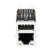 China LPJU3102ABNL 10/100 Base-T With Single USB RJ45 Connector Tab UP Green/Yellow Led for sale