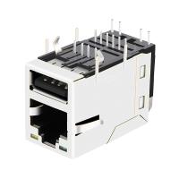 China LPJU3102ABNL 10/100 Base-T With Single USB RJ45 Connector Tab UP Green/Yellow Led for sale