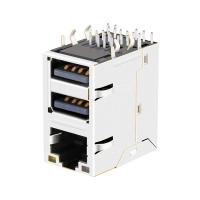 China Belfuse 0862-1J1T-43-F Compatible LINK-PP LPJU4232A64NL 10/100/1000 Base-T RJ45 Jackr with Dual USB Tab Up Green&Orange/Yellow LED for sale