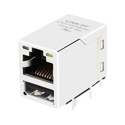 China LPJU3024BHNL 1000 Base-T Integrated RJ45 Female Connector With Single USB for sale
